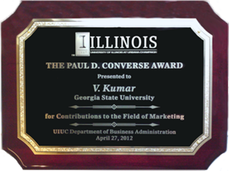 Winner, 2012 Paul D. Converse Award – Dr V Kumar
