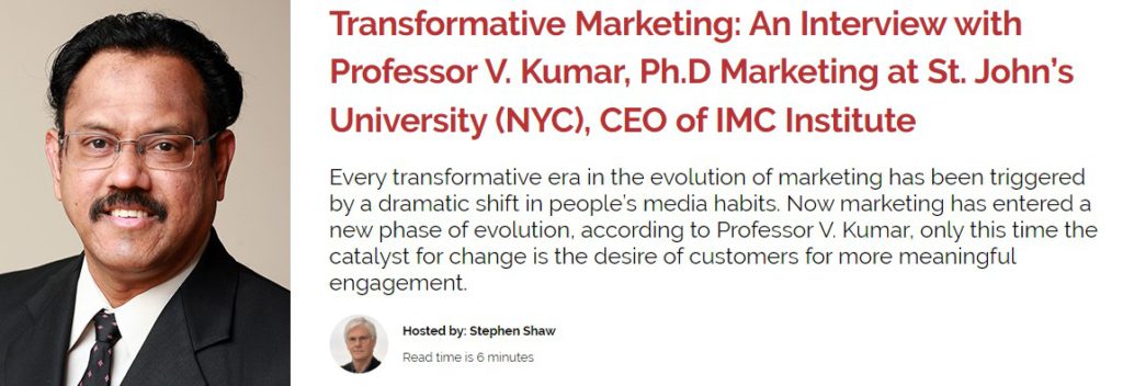 Media Interviews – Dr V Kumar