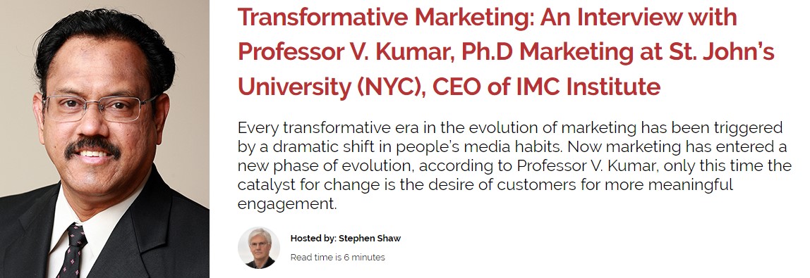 Media Interviews – Dr V Kumar